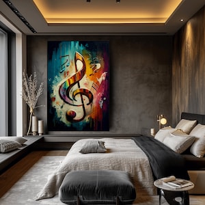 Music Note Abstract Art Canvas: Colorful Music Room Wall Decor - Etsy