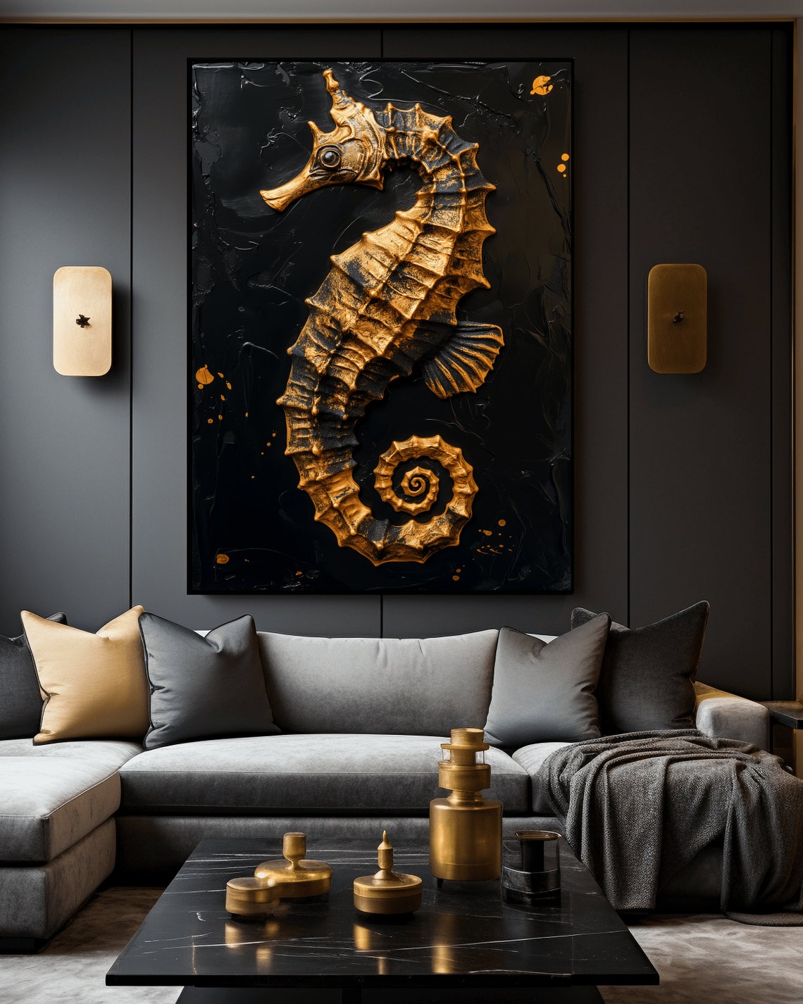 Seahorse Abstract Art Framed Poster, Sea Horse, Sea Horse Wall Art, Sea ...