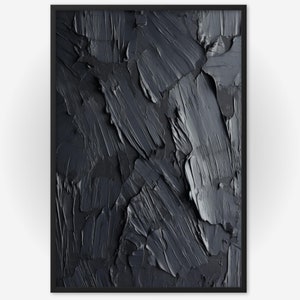 Black Abstract Minimalist Framed Poster, Black Wall Art, Black, Black ...