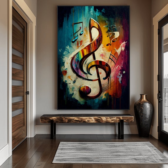 Arte Abstracto De Notas Musicales Impresión Abstracta, Notas