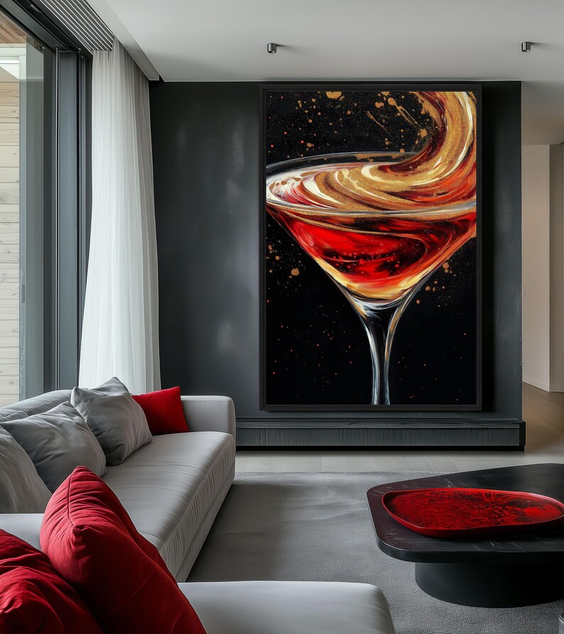 Abstract Cocktail Art Print: Modern Bar Cart Decor (digital Download ...