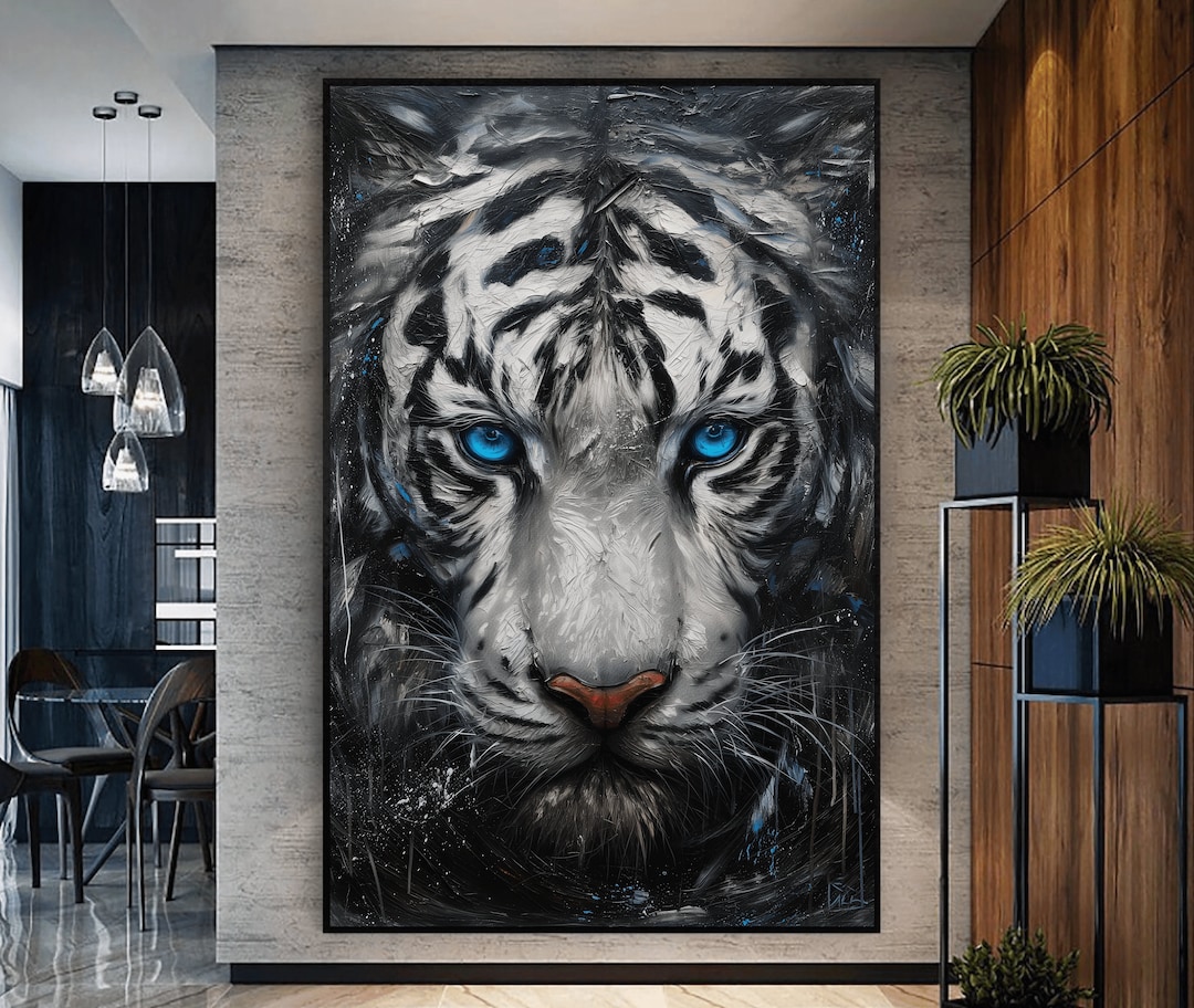 White Tiger Digital Print, Tiger, Tiger Print, Tiger Poster, Tiger Art ...