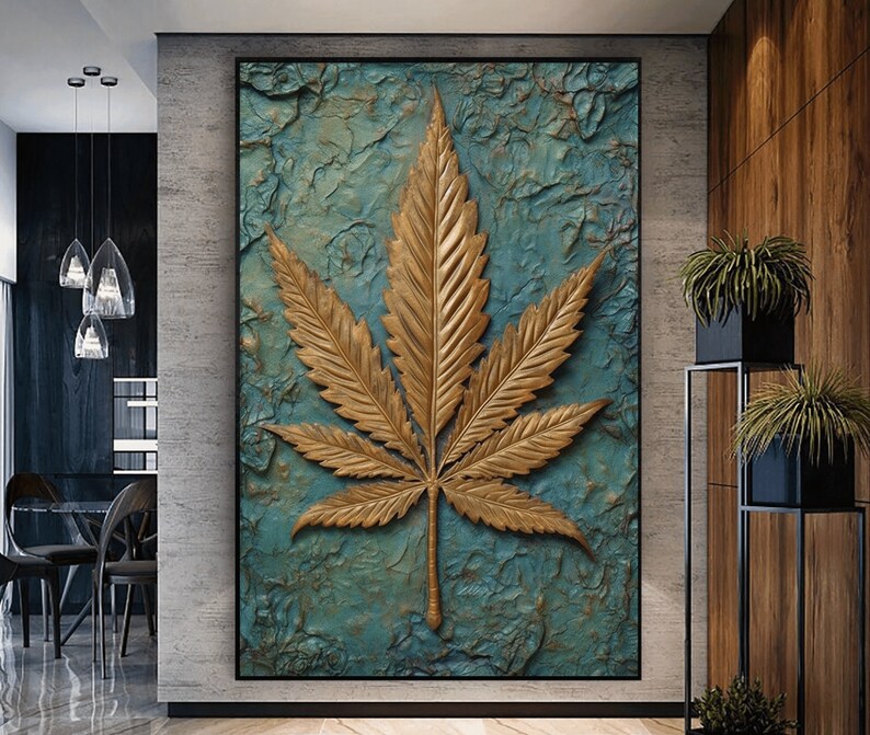 Gold Marijuana Leaf Abstract Art Print (digital Download) - Etsy