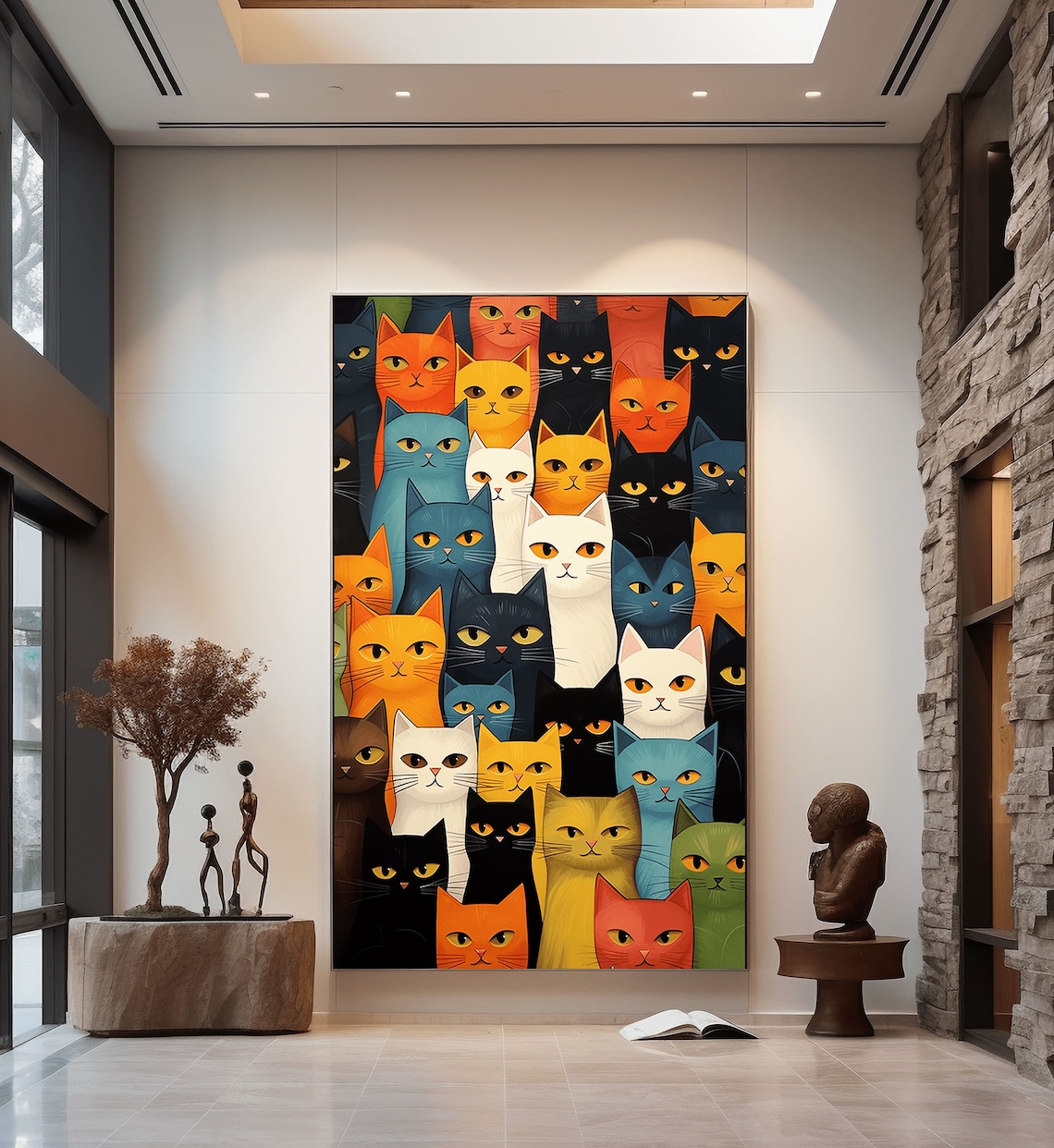 Colorful Cats Abstract Art Print: Modern Cat Lover Decor (digital ...
