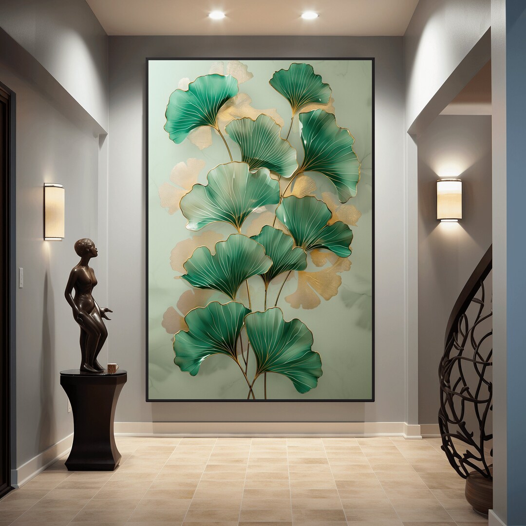 Ginkgo Leaves Abstract Framed Art: Botanical Wall Decor - Etsy