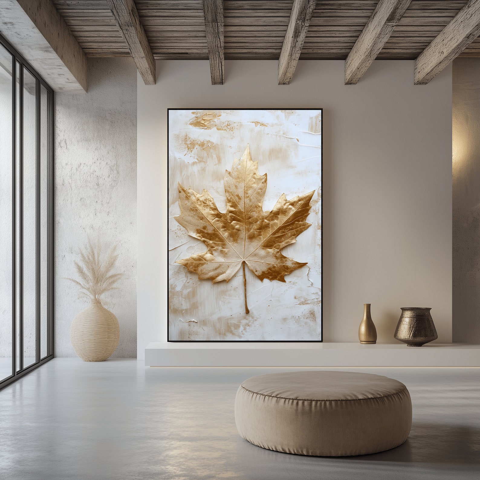 Gold Maple Leaf Modern Art Print: Autumn Farmhouse Decor (digital ...