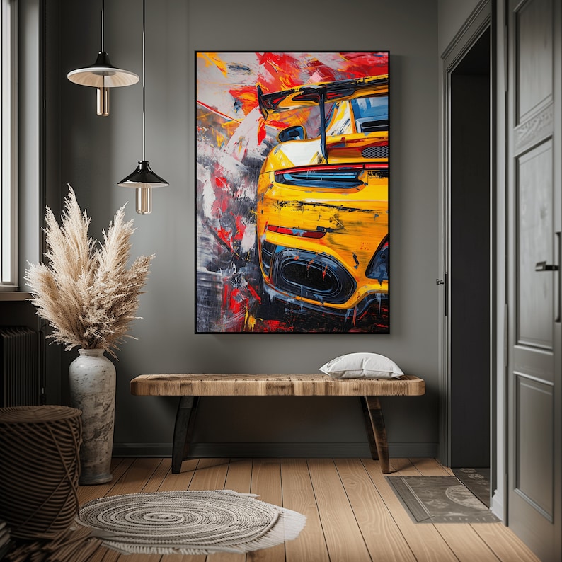 Abstract Sports Car Art Print: Modern Race Car Wall Decor (digital ...