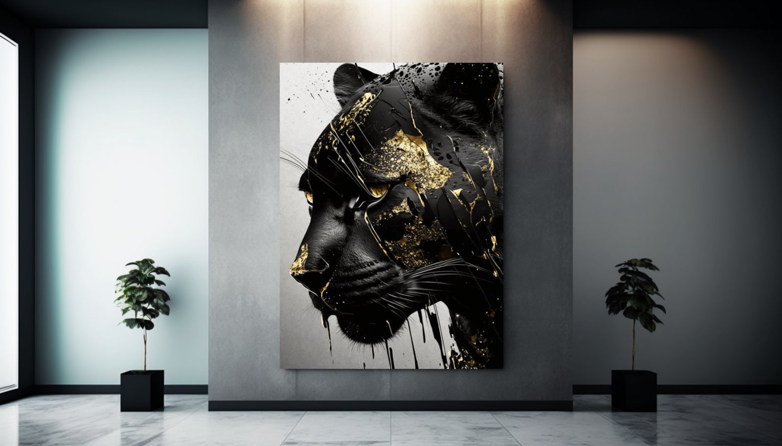 Black Panther Framed Poster Abstract Wall Art Black and Gold - Etsy