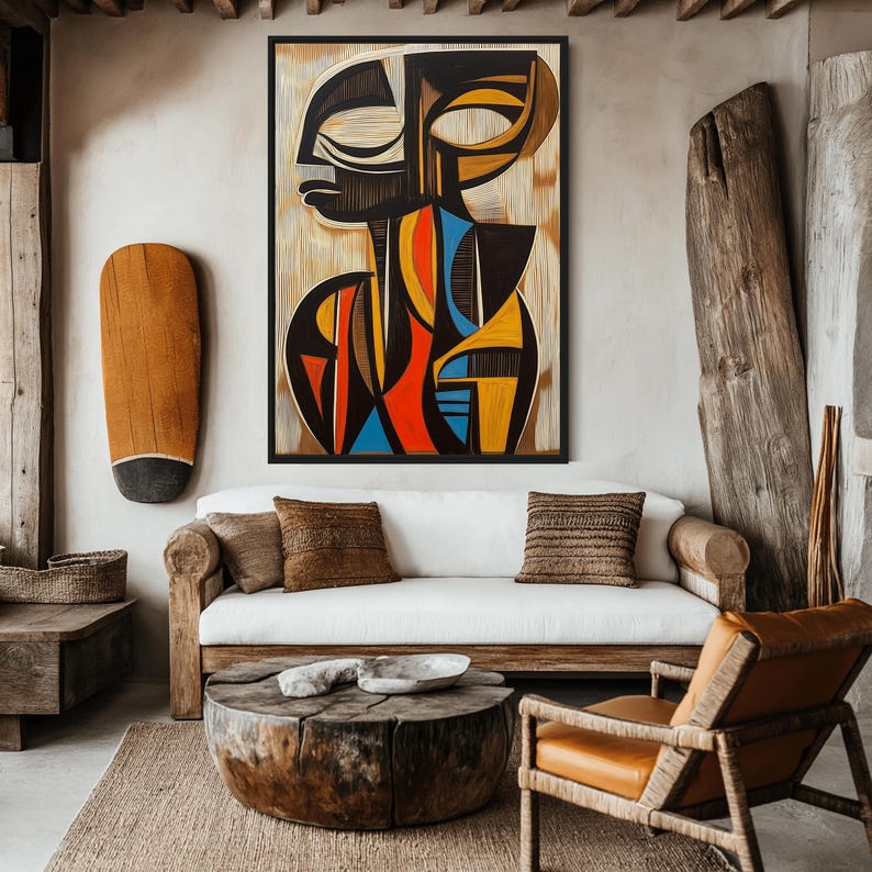 African Abstract Art Framed Canvas: Afrocentric Ethnic Wall Decor - Etsy