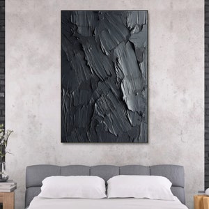 Black Abstract Minimalist Framed Poster, Black Wall Art, Black, Black ...