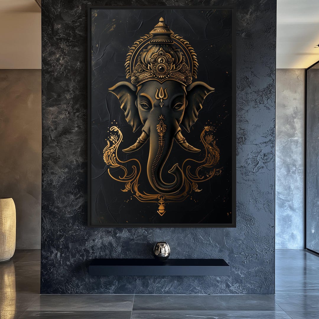 Lord Ganesha Framed Poster, Ganesha Wall Art, Ganesha Painting, Ganesha ...