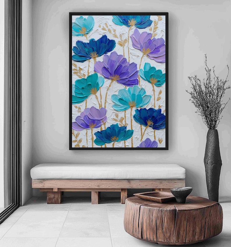 Abstract Floral Framed Canvas – Modern Vibrant Flower Wall Art - Etsy