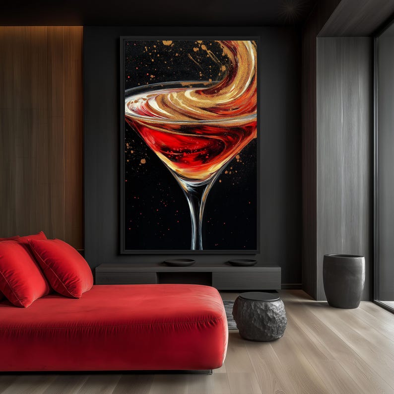 Abstract Cocktail Art Print: Modern Bar Cart Decor (digital Download ...