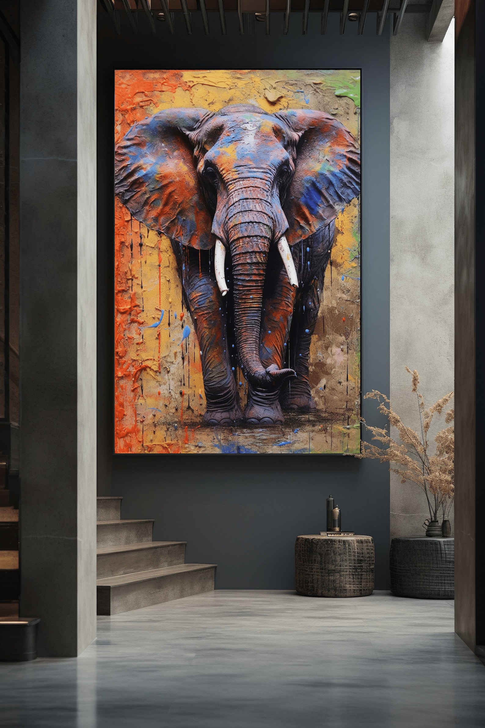 Elephant Abstract Art Framed Poster, Elephant, Elephant Art, Elephant ...
