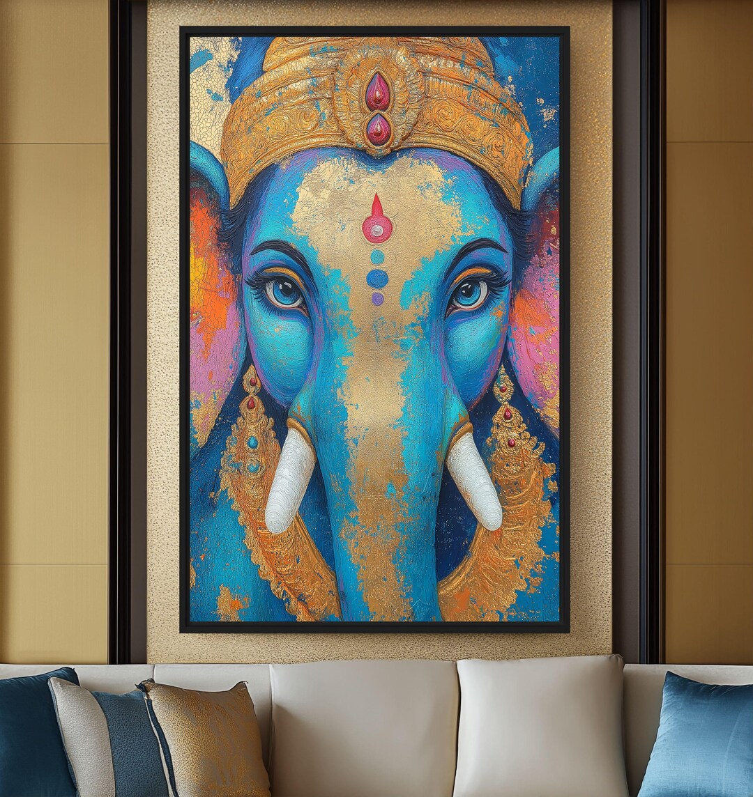 Pintura de Ganesha: arte hindú, decoración para Diwali (impresión ...