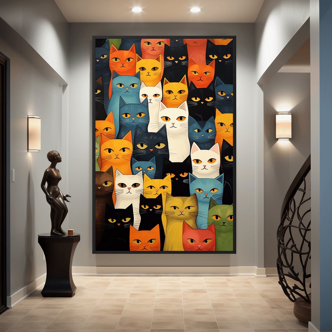 Cats Abstract Art Digital Print, Cat Wall Art, Cat Poster, Cat, Cat ...