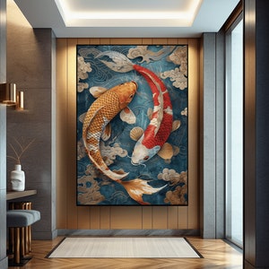 Koi Fish Digital Print, Koi Fish, Japanese Art, Koi Fish Print ...
