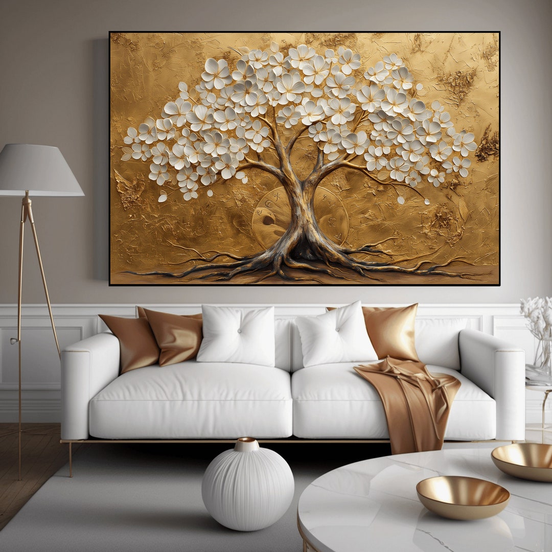 Gold Tree of Life Framed Poster: Abstract Landscape Wall Art - Etsy
