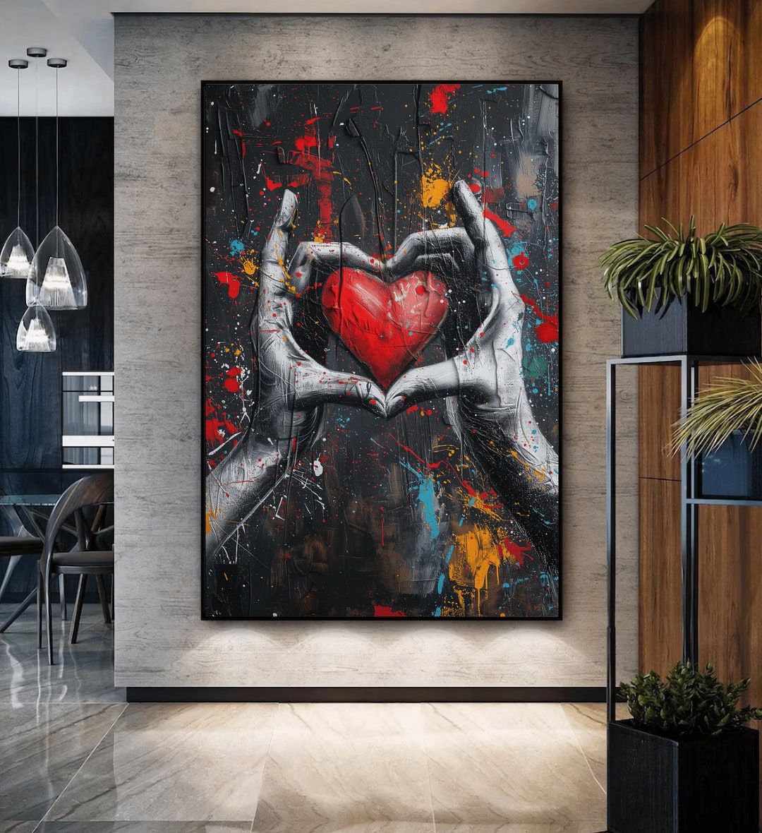Love Graffiti Art Digital Print, Heart Wall Art, Graffiti Wall Art ...
