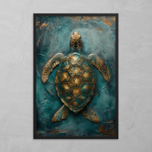 Turtle Abstract Art Framed Poster, Sea Turtle Art, Turtle Wall Art ...