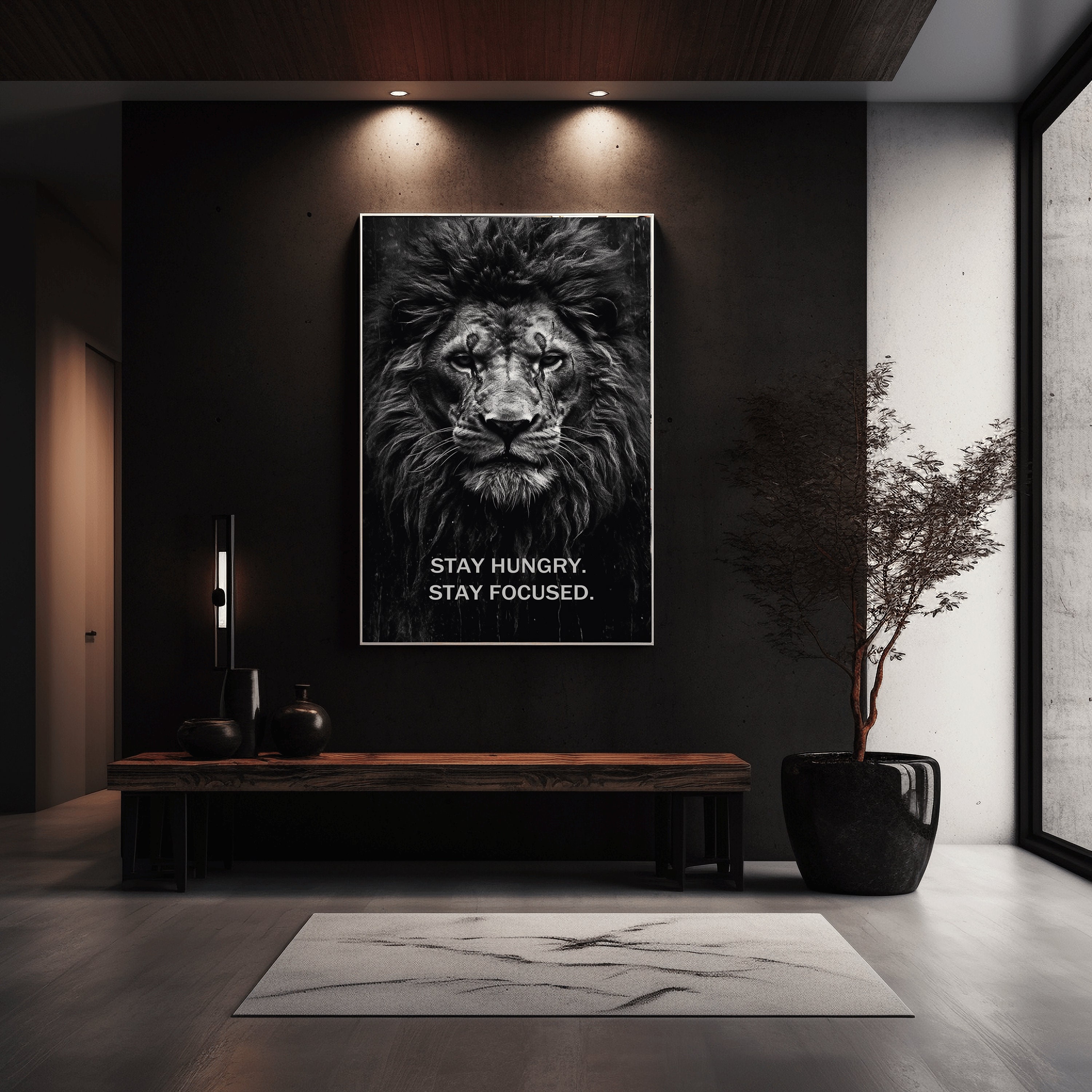 Lion Motivational Framed Poster Lion Lion Wall Art - Etsy