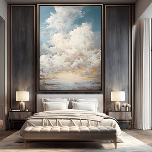 Clouds Wall Art Framed Poster, Cloud Wall Art, Cloud Painting, Cloud ...