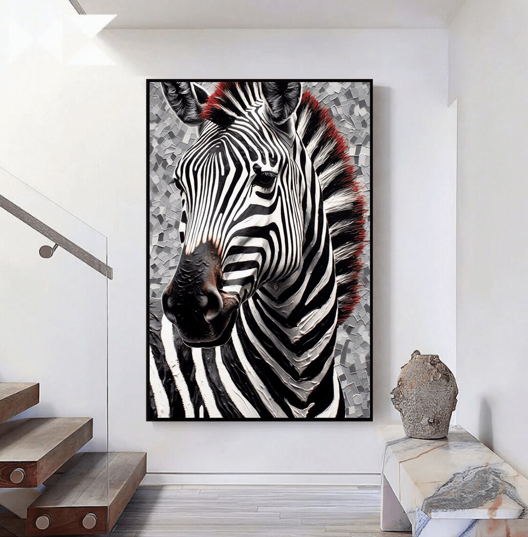 Zebra Abstract Framed Poster: Black and White Animal Art - Etsy