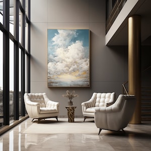 Clouds Wall Art Framed Poster, Cloud Wall Art, Cloud Painting, Cloud ...