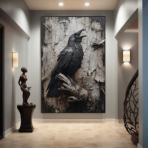 Crow Abstract Art Framed Poster, Crow, Raven, Crow Wall Art, Crow Print ...