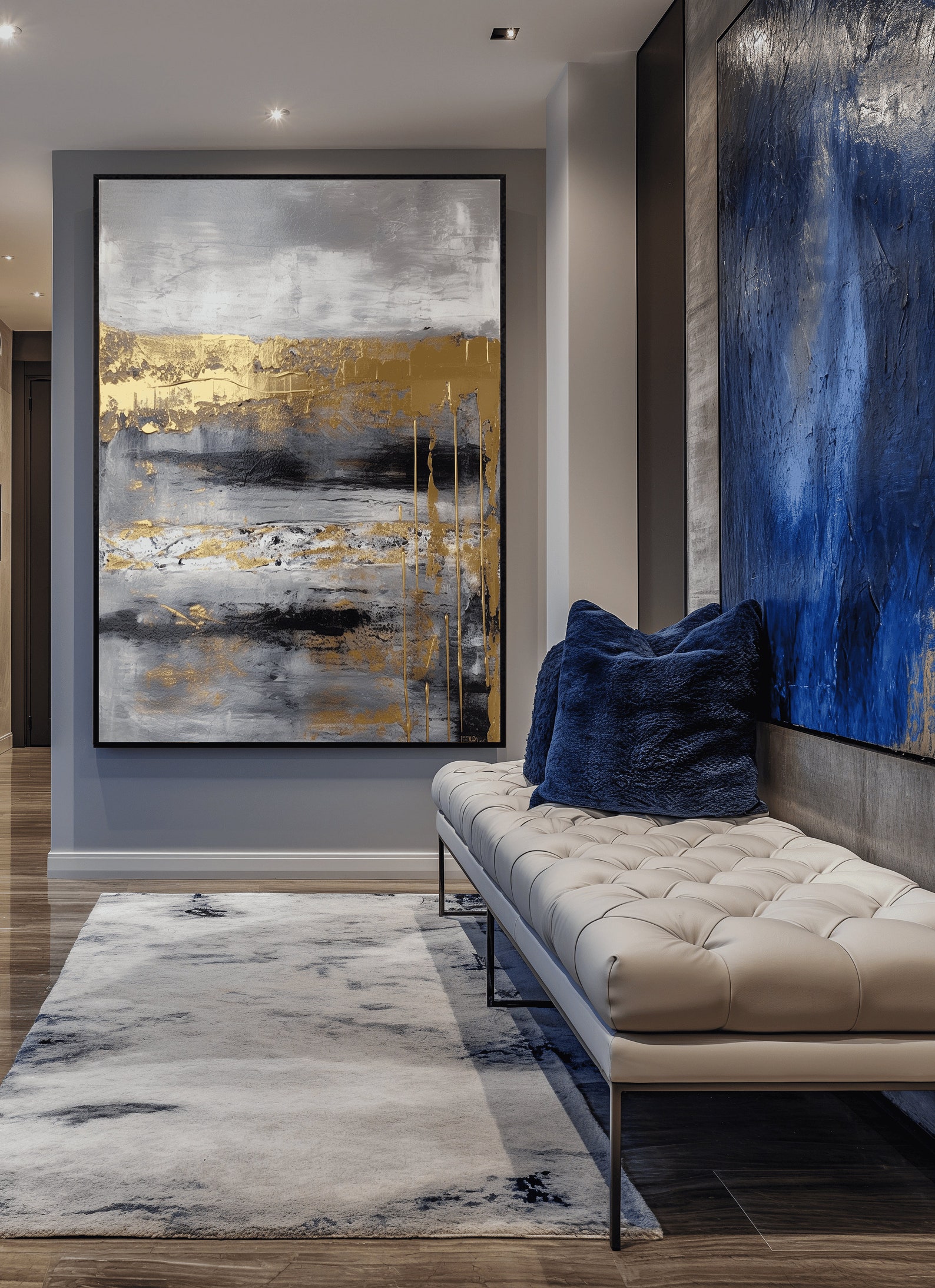 Grey and Gold Abstract Wall Art: Modern Digital Print (digital Download ...