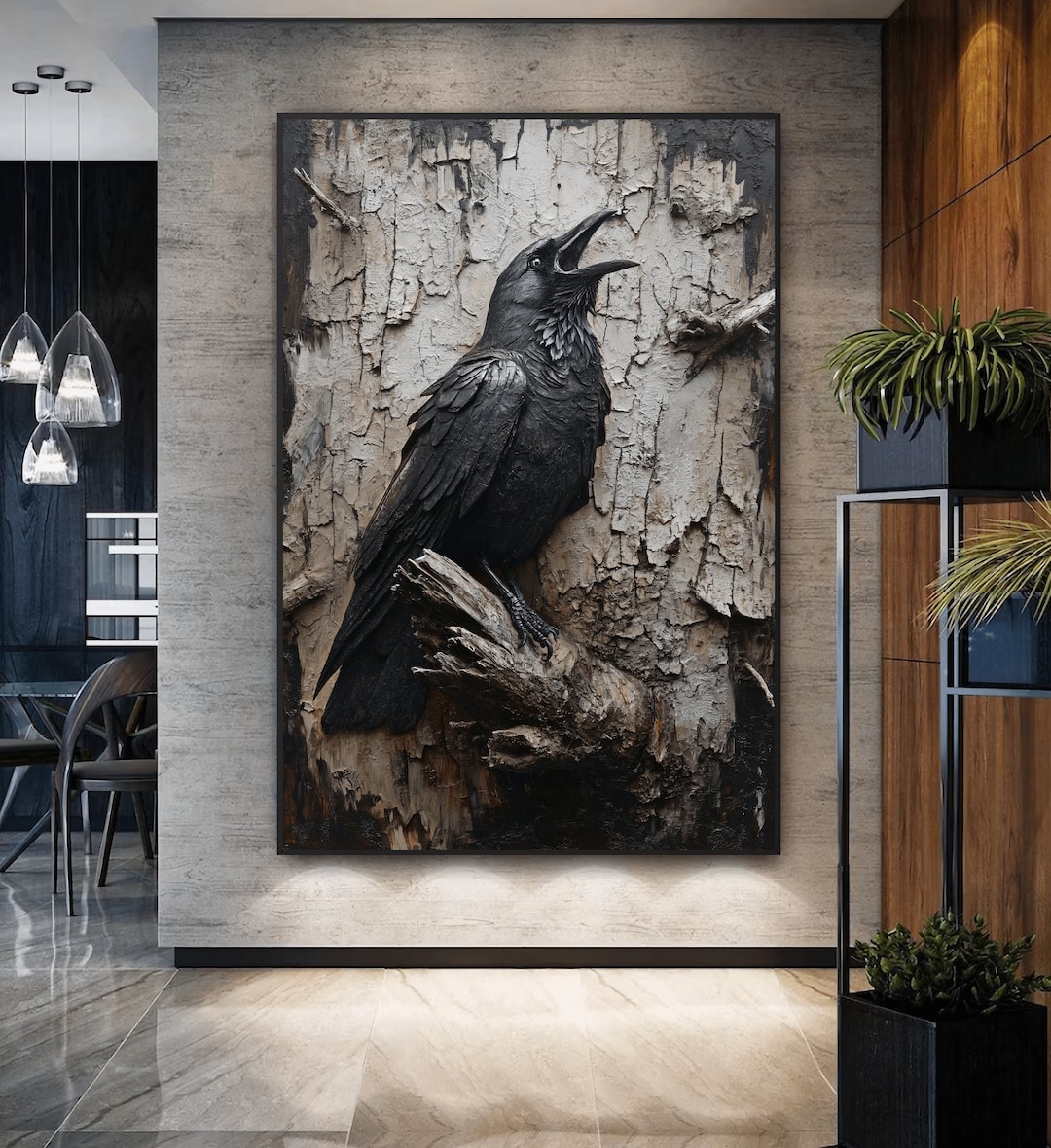 Crow Abstract Art Framed Poster, Crow, Raven, Crow Wall Art, Crow Print ...