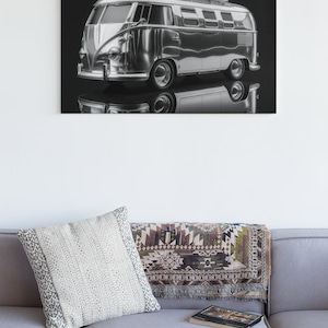 Retro Van Framed Poster, Retro Van Print, Retro Van, Black and White ...