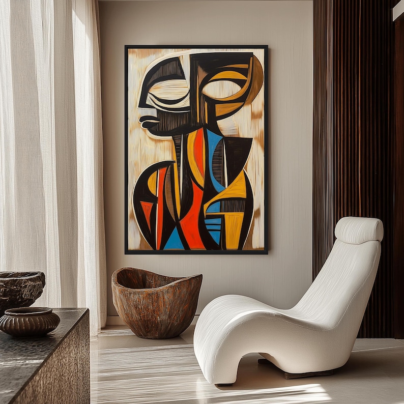 African Abstract Art Framed Canvas: Afrocentric Ethnic Wall Decor - Etsy