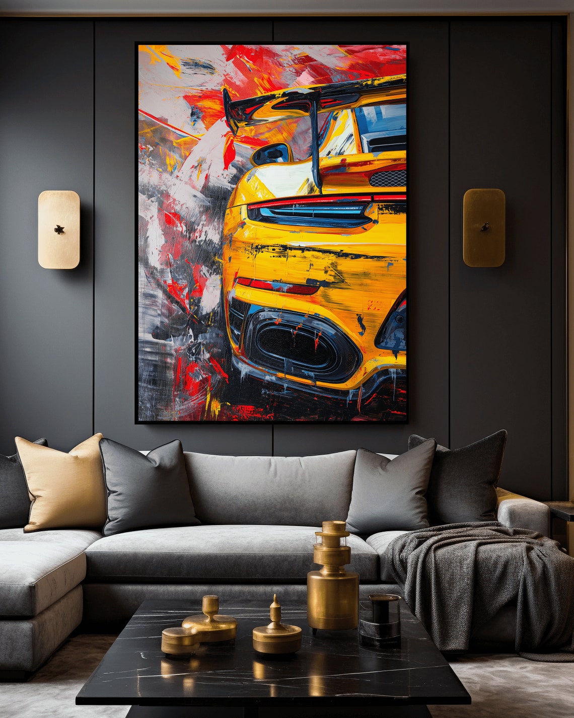 Abstract Sports Car Art Print: Modern Race Car Wall Decor (digital ...
