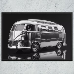 Retro Van Framed Poster, Retro Van Print, Retro Van, Black and White ...