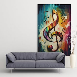 Music Note Abstract Art Canvas: Colorful Music Room Wall Decor - Etsy