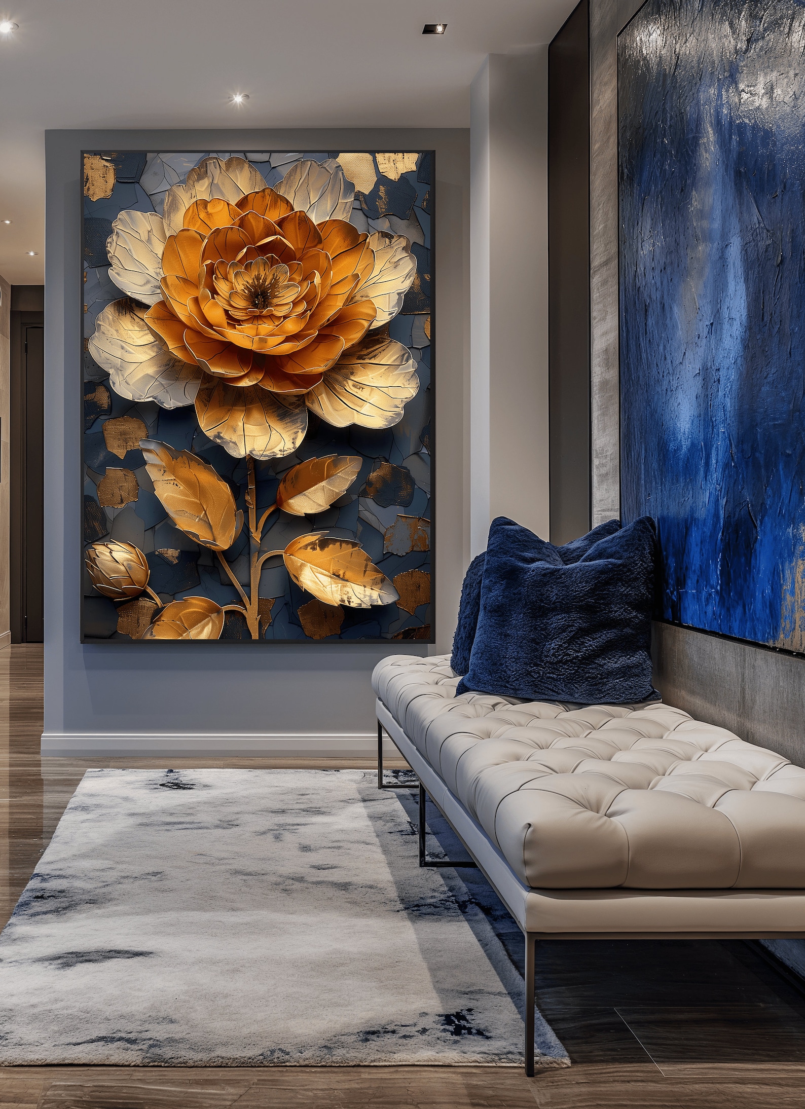 Gold Flower Art Print: Botanical Wall Decor - Etsy