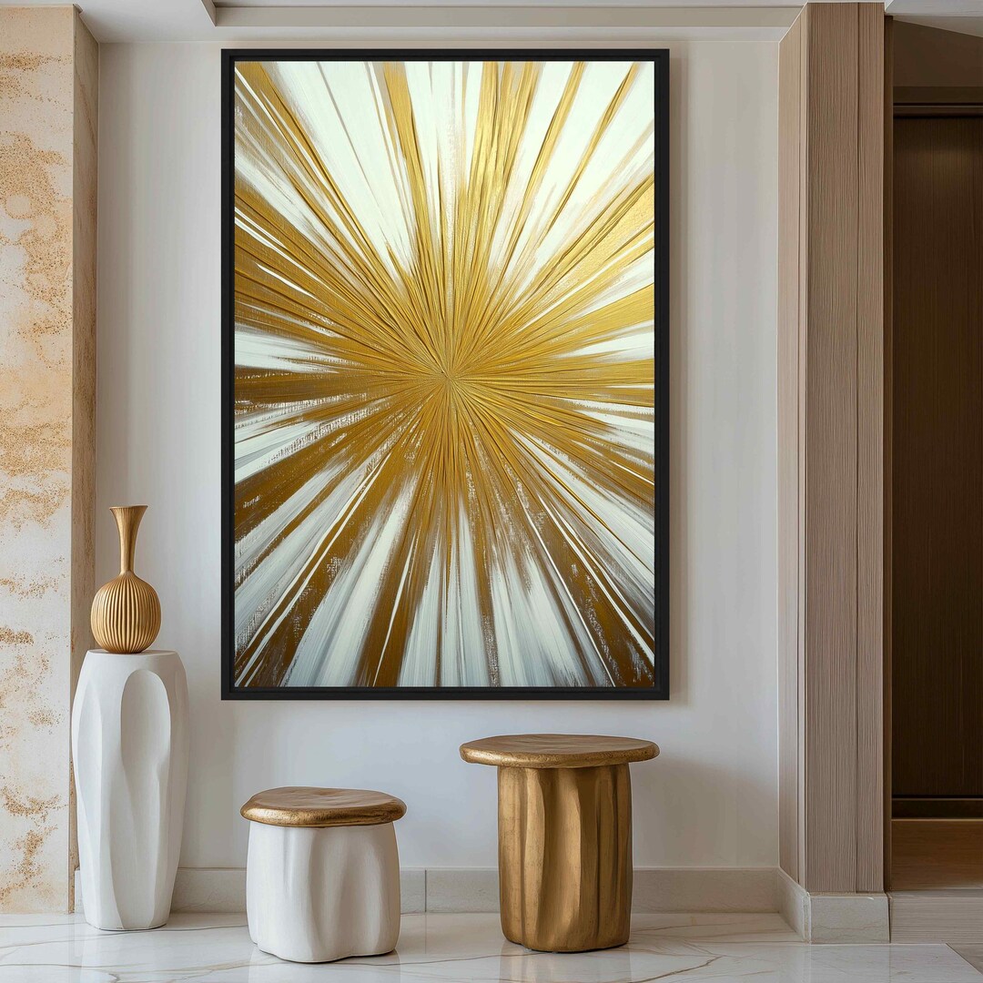 Gold Sunburst Abstract Art • Framed Canvas Print - Etsy