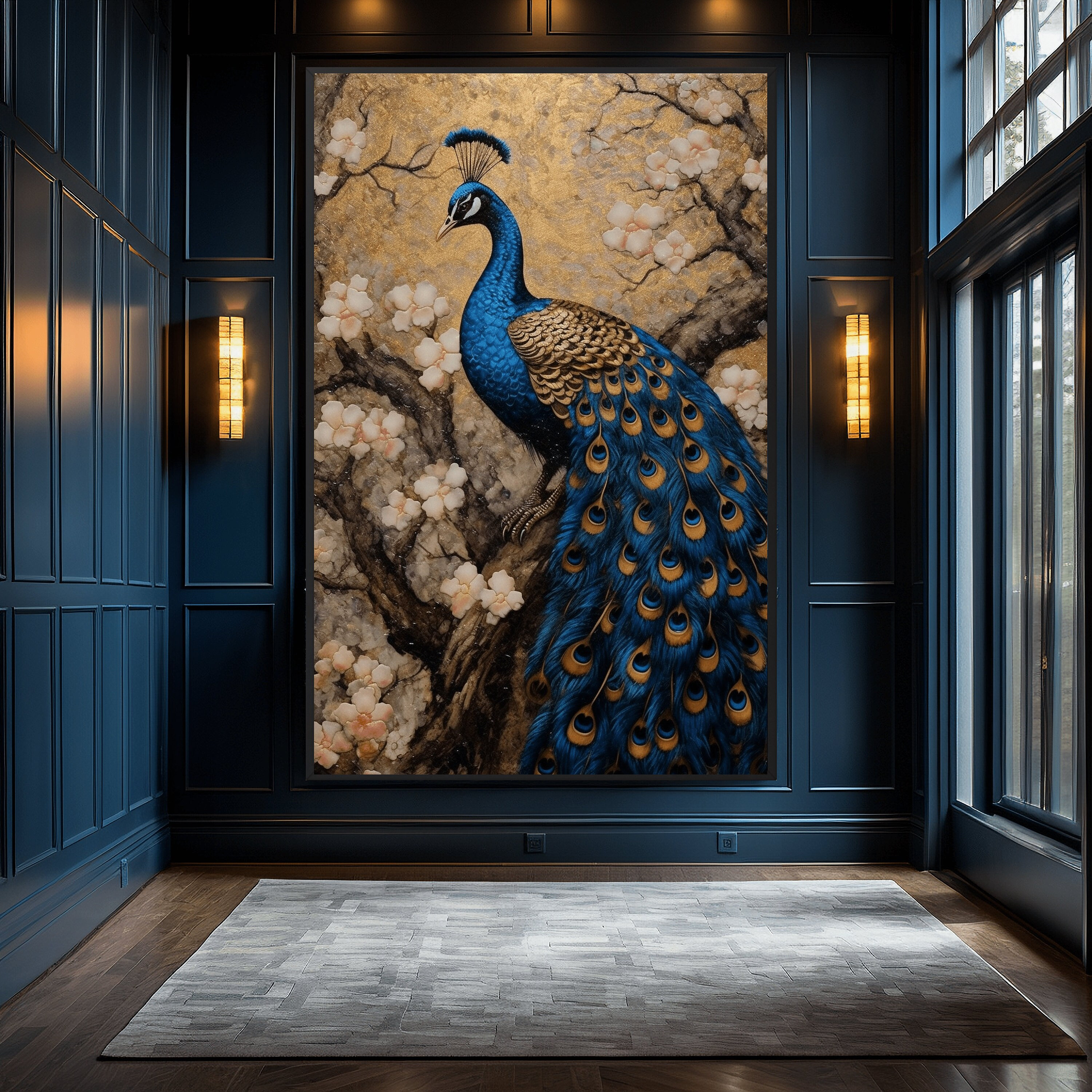 Peacock Wall Art Framed Poster, Peacock Wall Art, Peacock Painting ...