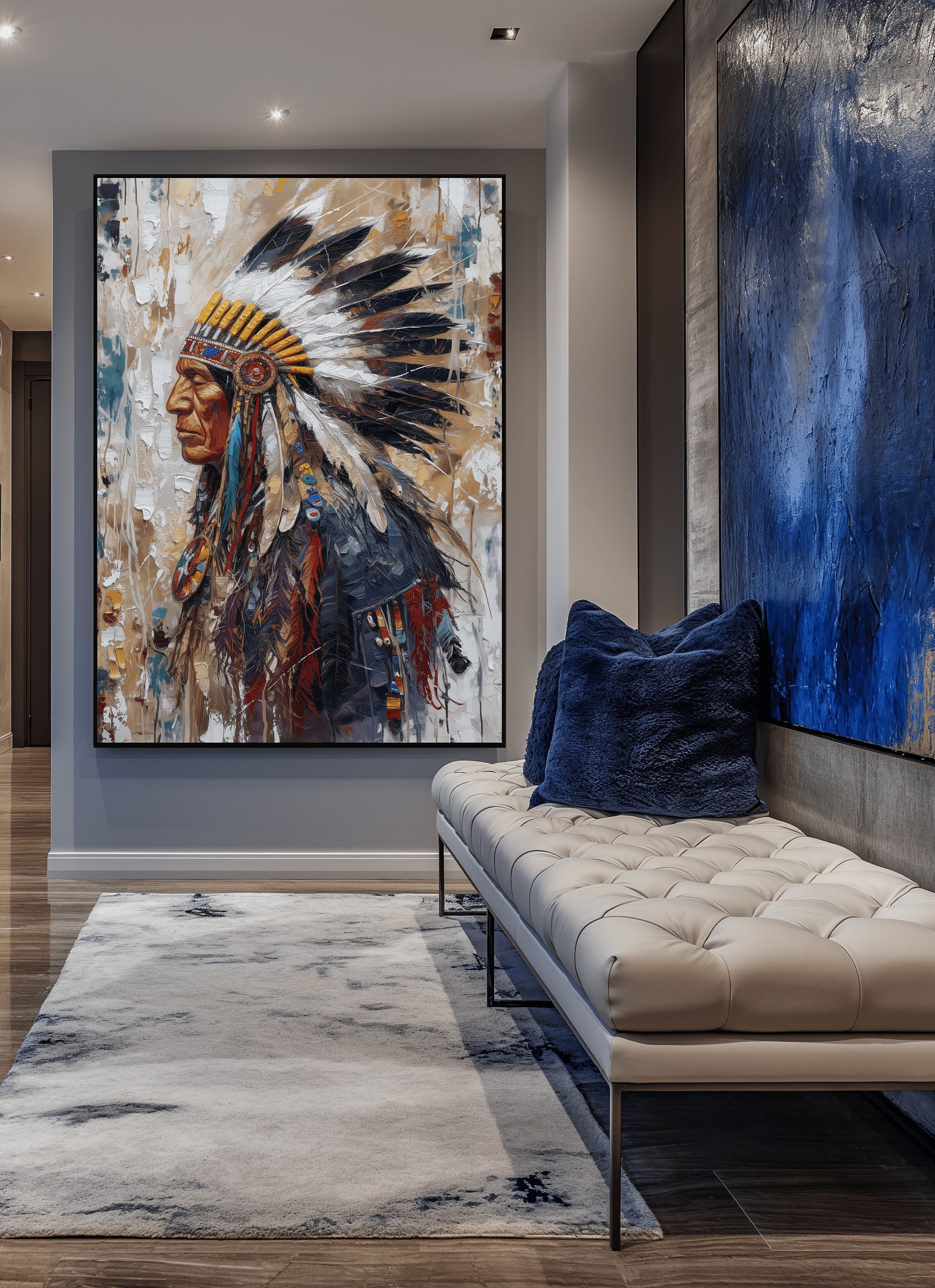 Abstract Native American Chief Framed Poster, Western Wall Art - Etsy