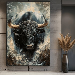 Bull Abstract Art Framed Poster, Raging Bull Art, Bull Artwork, Bull ...