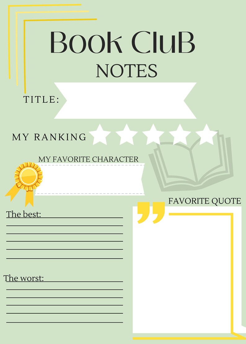 Book Club Notes - Etsy