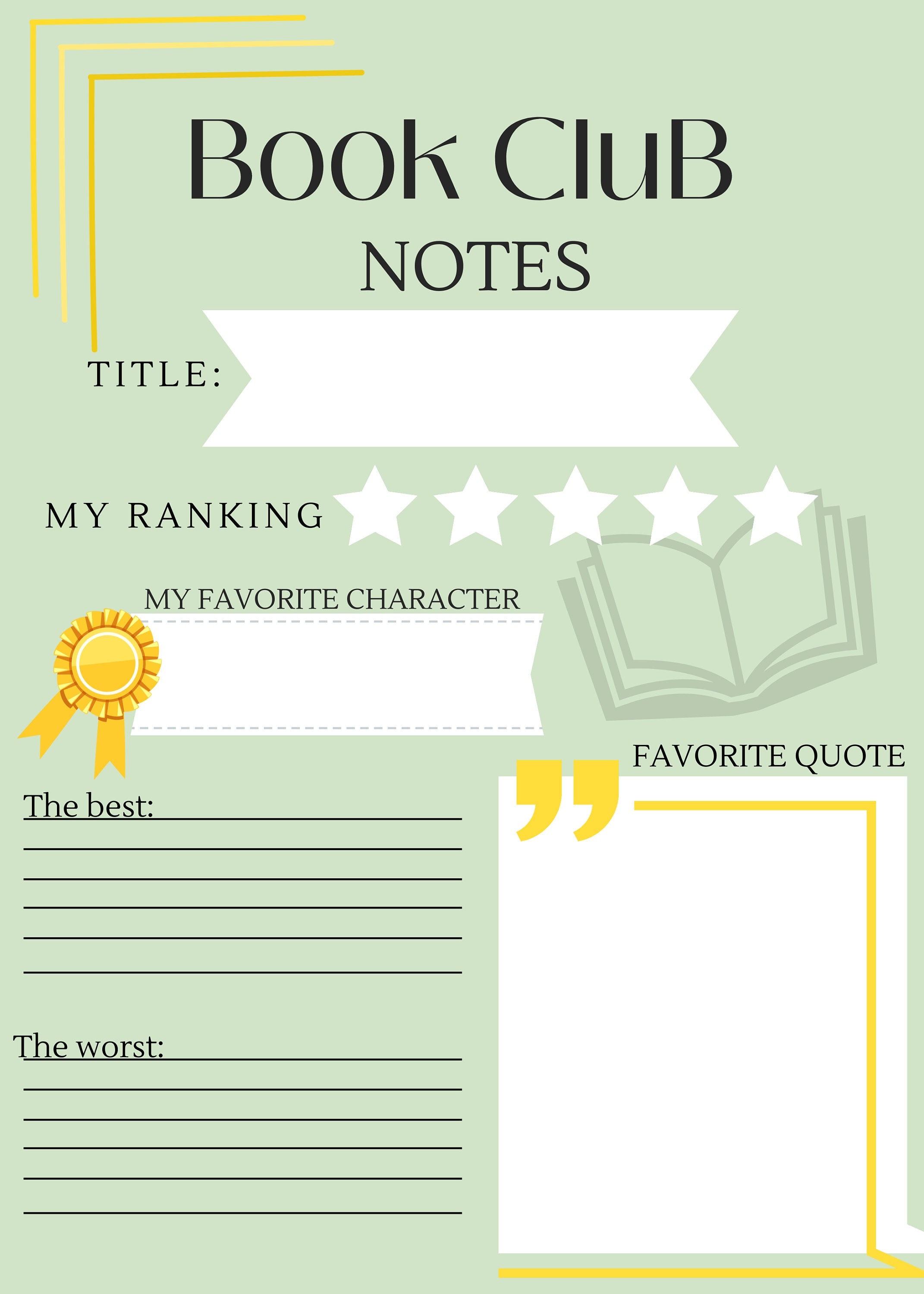 Book Club Notes - Etsy