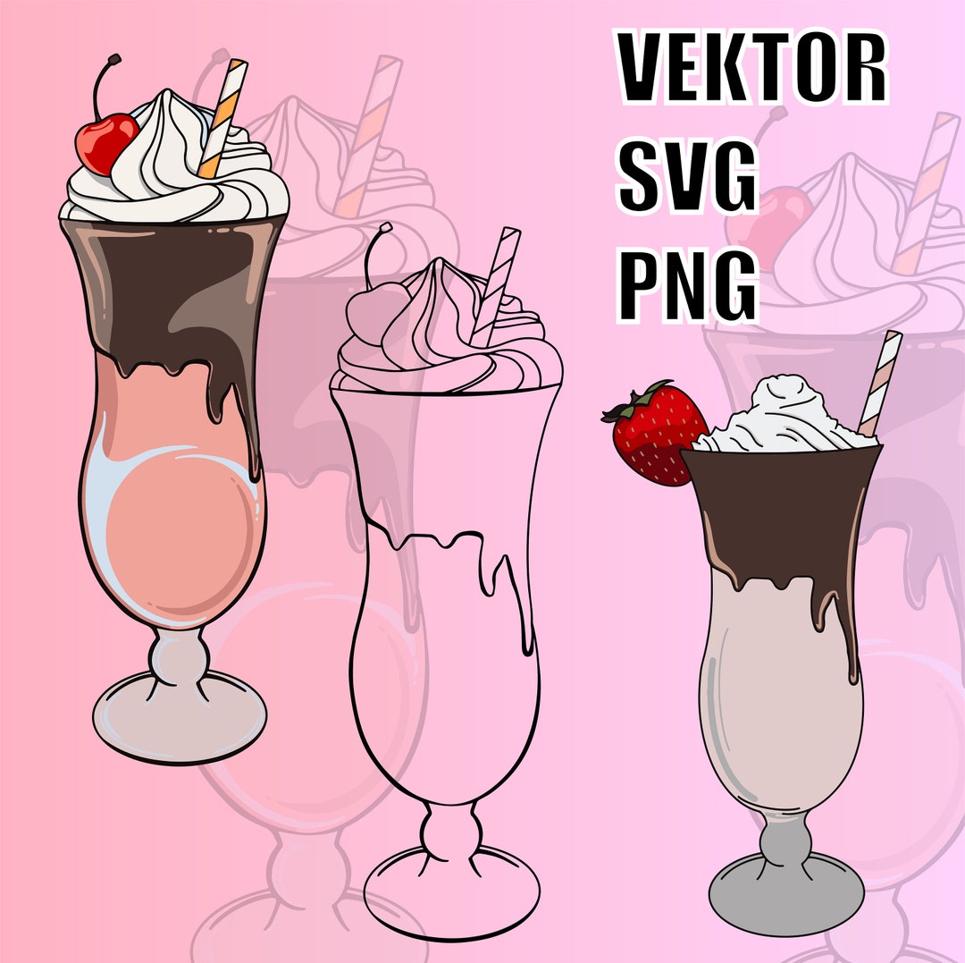 Ice Cream Milkshake Icecream Vector Graphic SVG PNG - Etsy