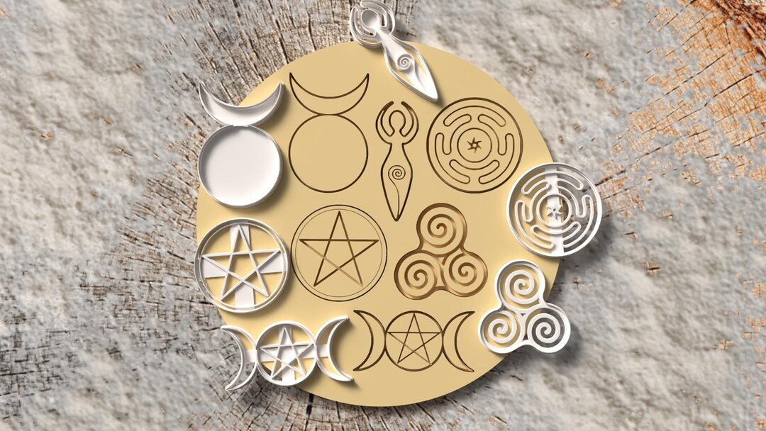 Wicca Pagan Cookie Cutter Set | Triple Moon Pentagram Goddess Symbol ...