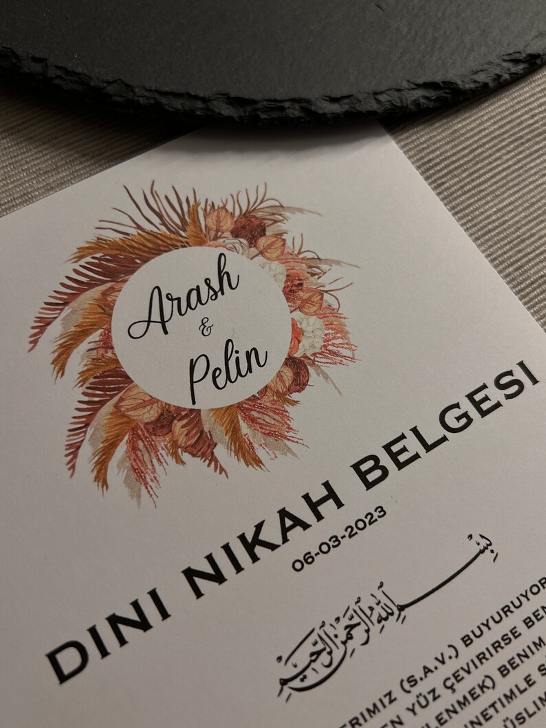 Dini Nikah Belgesi / Nikkah Certificate / Document A5 A4 Marriage ...