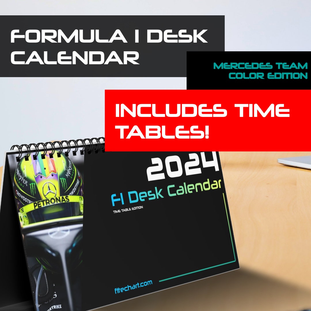 Mercedes Team Color Edition WITH TIME TABLES F1 Desk Calendar Formula ...