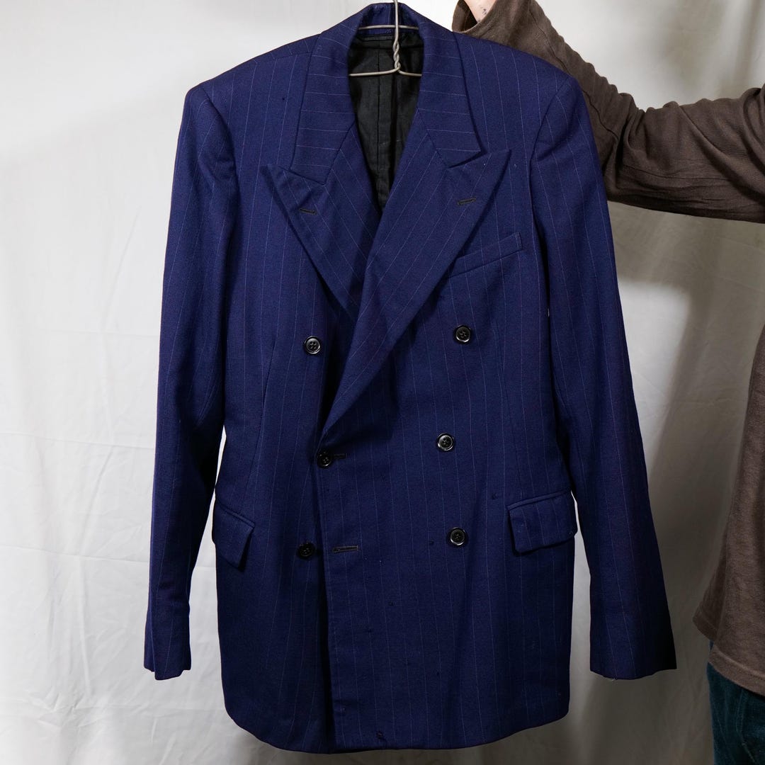 Rare CC41 DB Peak Lapel Navy Pinstripe 2 Piece Suit by Montague Burton ...