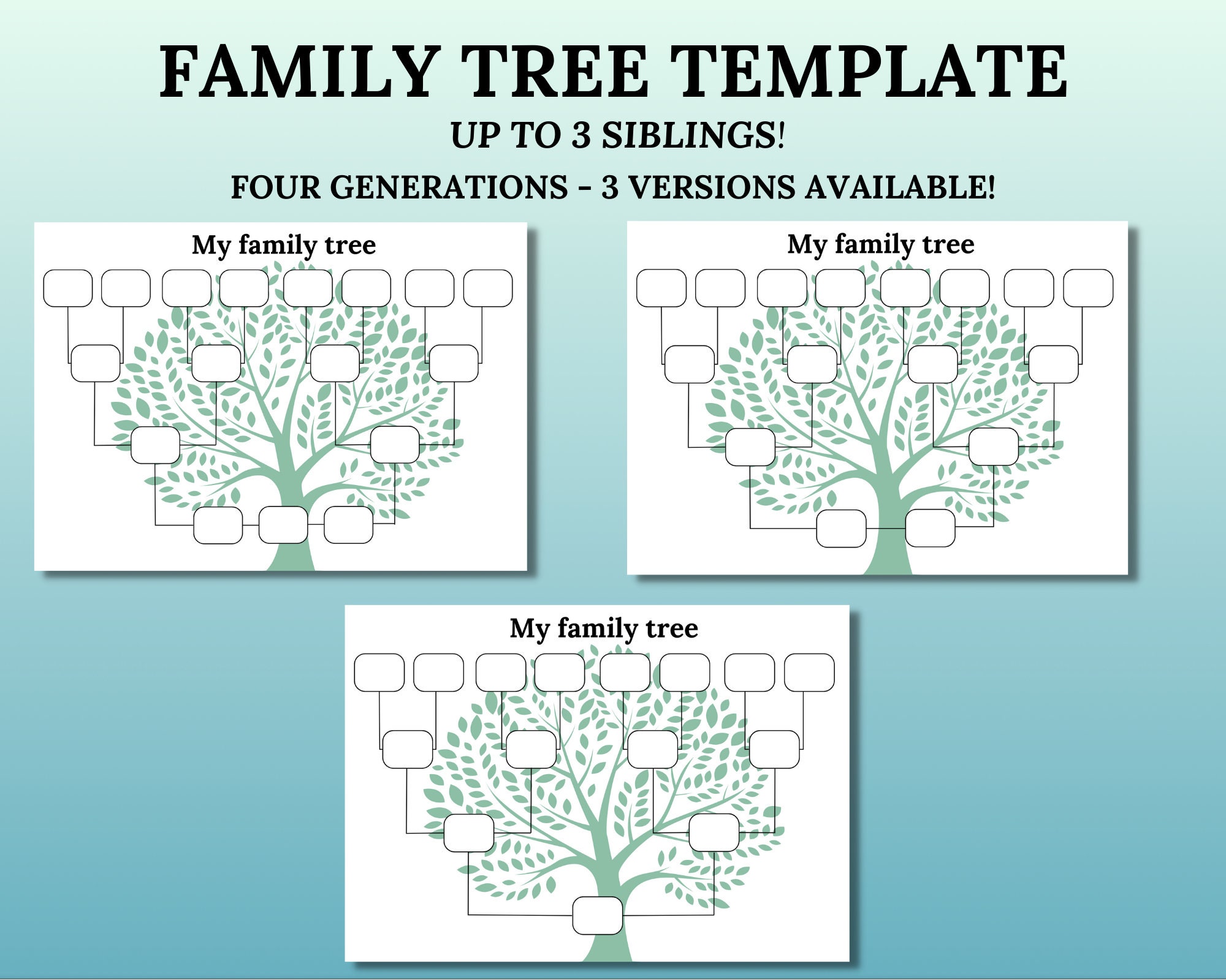 Buy Family Tree Chart Siblings Family Tree Template Genealogy Online in ...