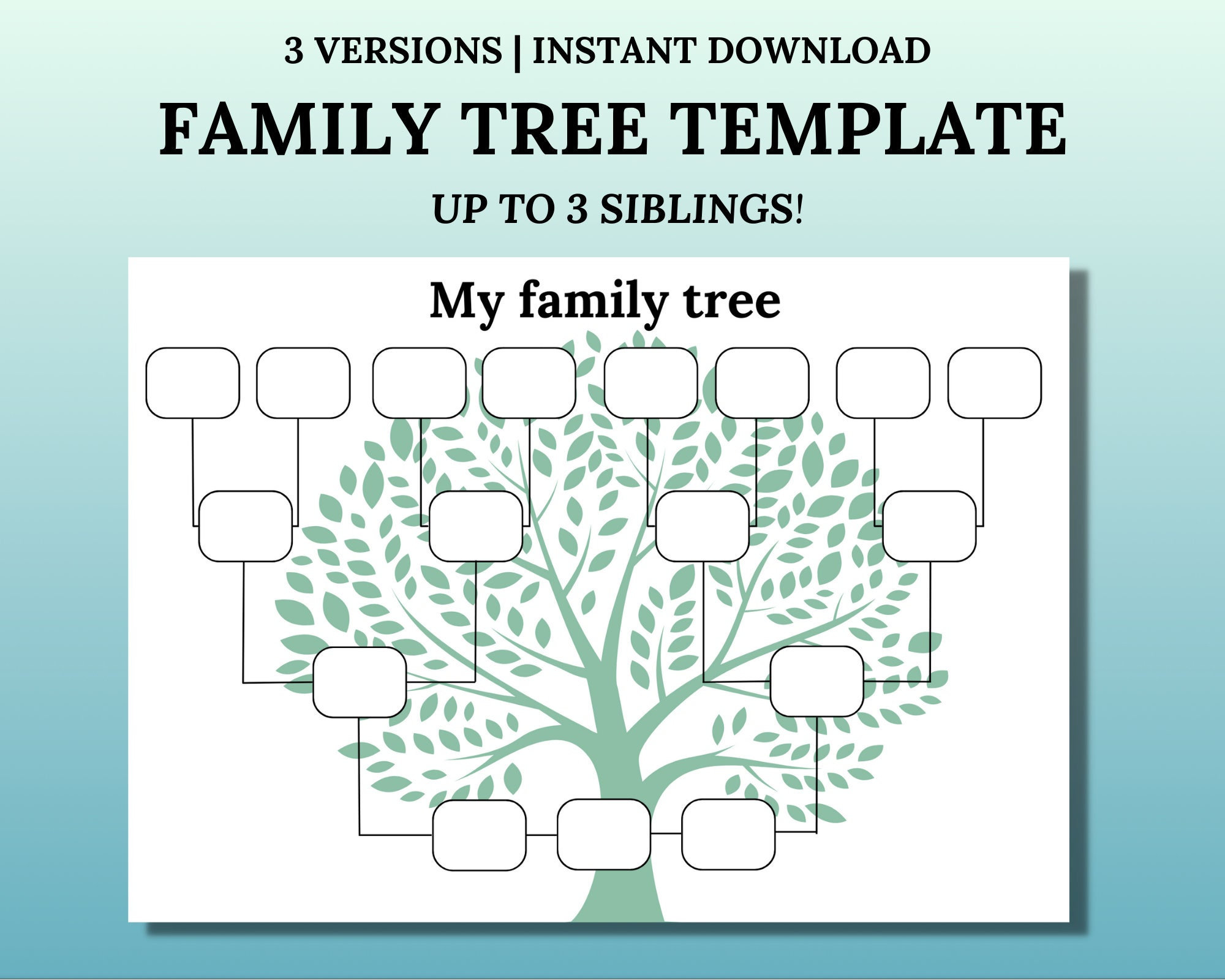 Blank Family Tree With 3 Siblings